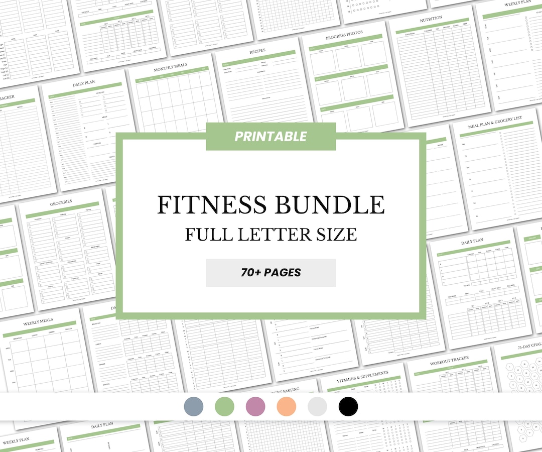 Ultimate Fitness & Nutrition Printable Planner Bundle, Workout, Macro ...