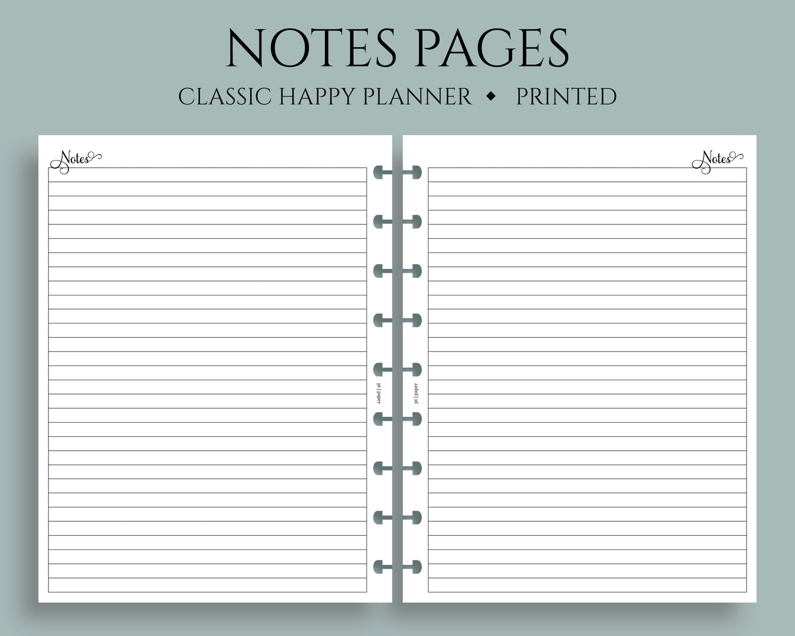 Notes Pages, Lined Paper Planner Inserts, Medium Ruled, College Ruled ...