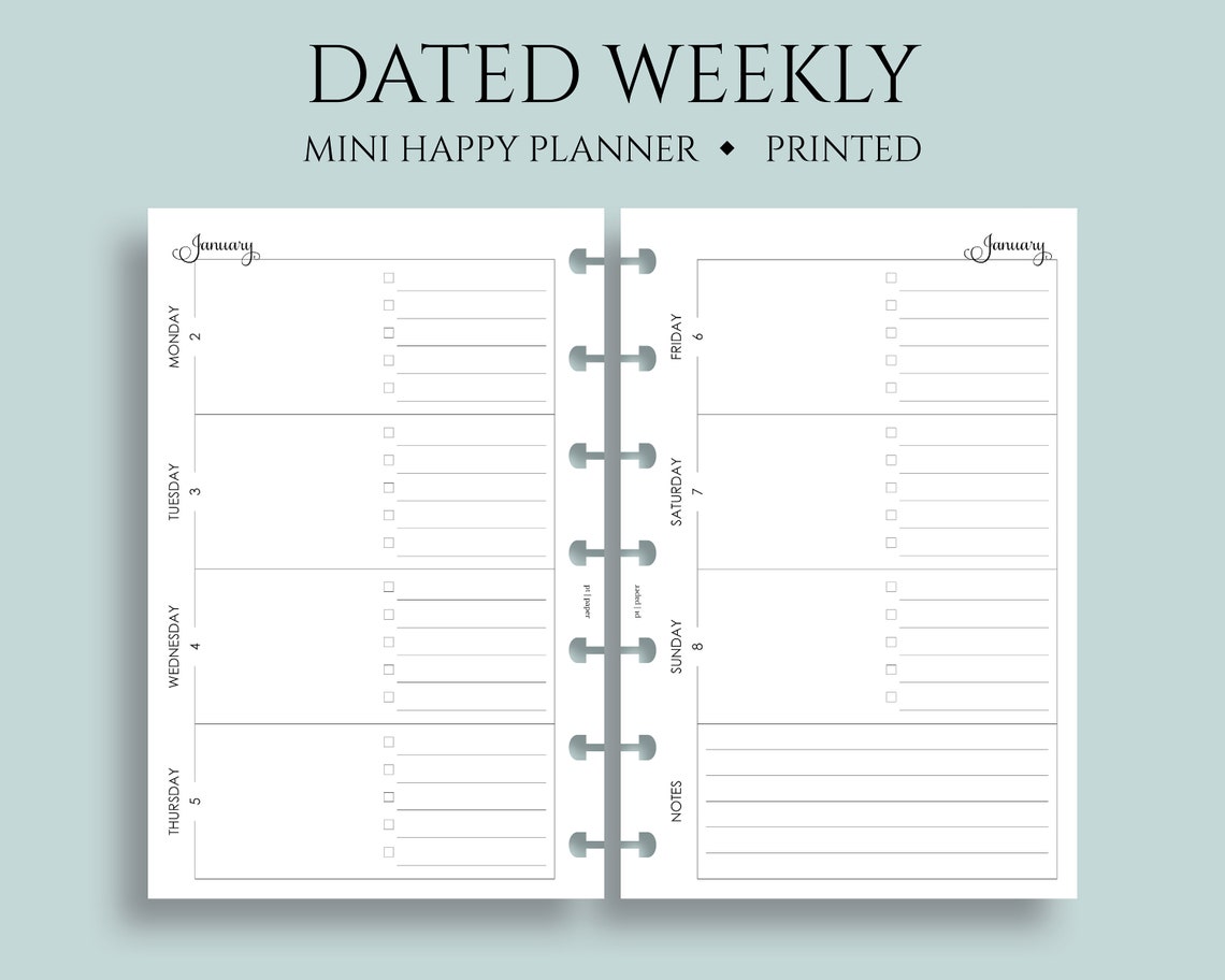 Dated Weekly Planner Inserts Horizontal Layout With Daily to - Etsy