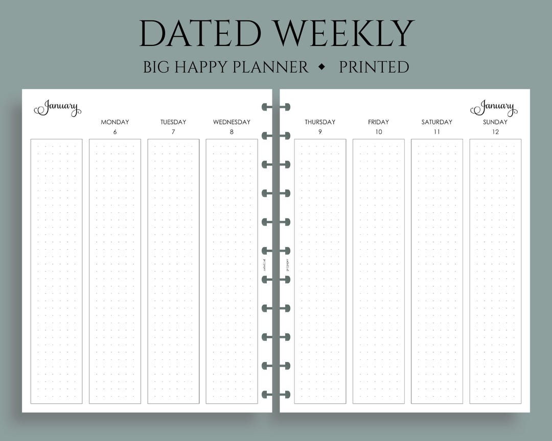 2025 Dated Weekly Planner Inserts, Big Happy Planner, Vertical Column ...