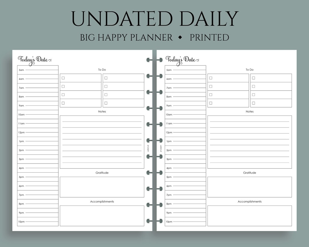 Undated Daily Planner Inserts, Schedule, Time Blocking, Daily Gratitude ...