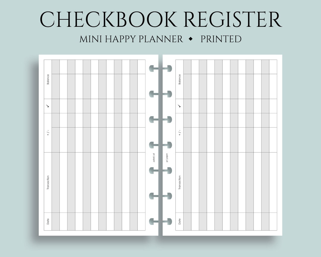 Checkbook Register Insert, Check Transaction Register Pages, Budget ...