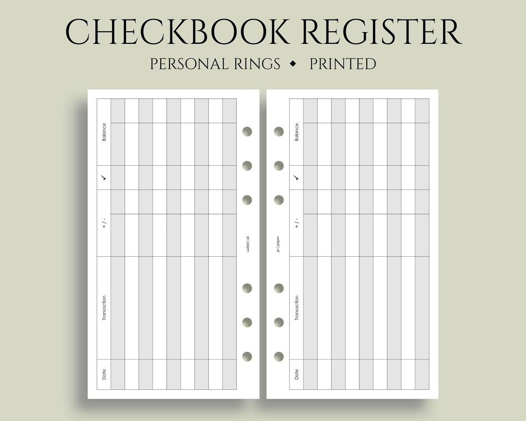 Checkbook Register Inserts, 6-ring Personal Size, Transaction Pages ...