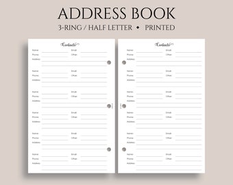 Address Book Inserts Personal and Business Contacts Pages | Etsy