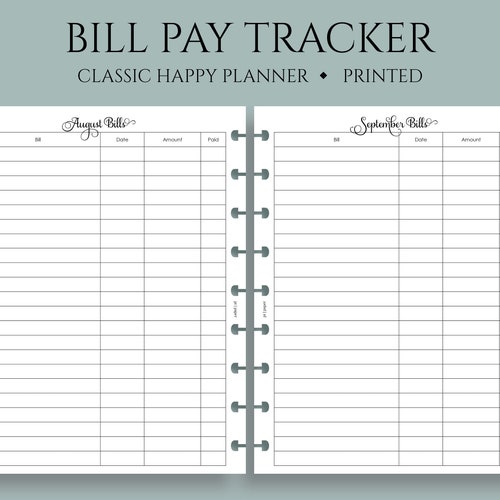 Monthly Bill Pay Tracker Planner Inserts Bills Due Reminder - Etsy