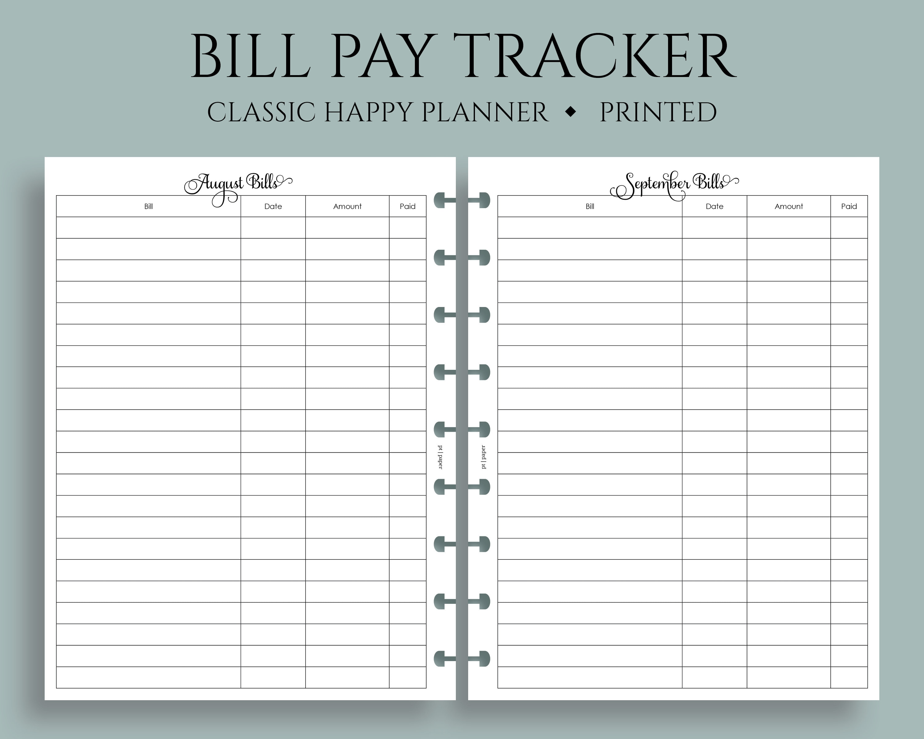 Monthly Ledger Of Bills Due