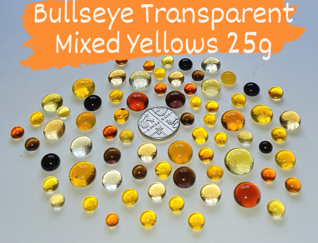 BULLSEYE Transparent Mixed Yellows Fused Glass Dots COE90 Compatible 25 ...