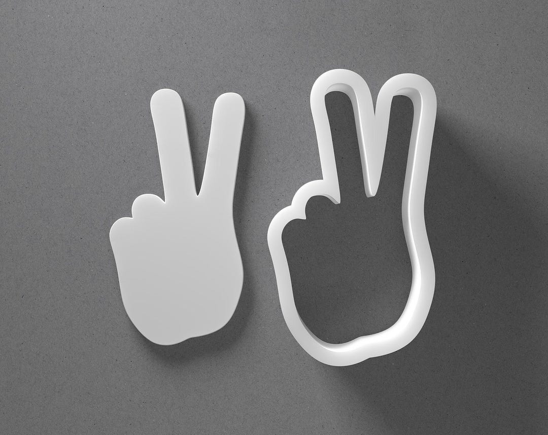 Hand Peace Sign Cookie Cutter & Polymer Clay Earring, Pottery Tool ...