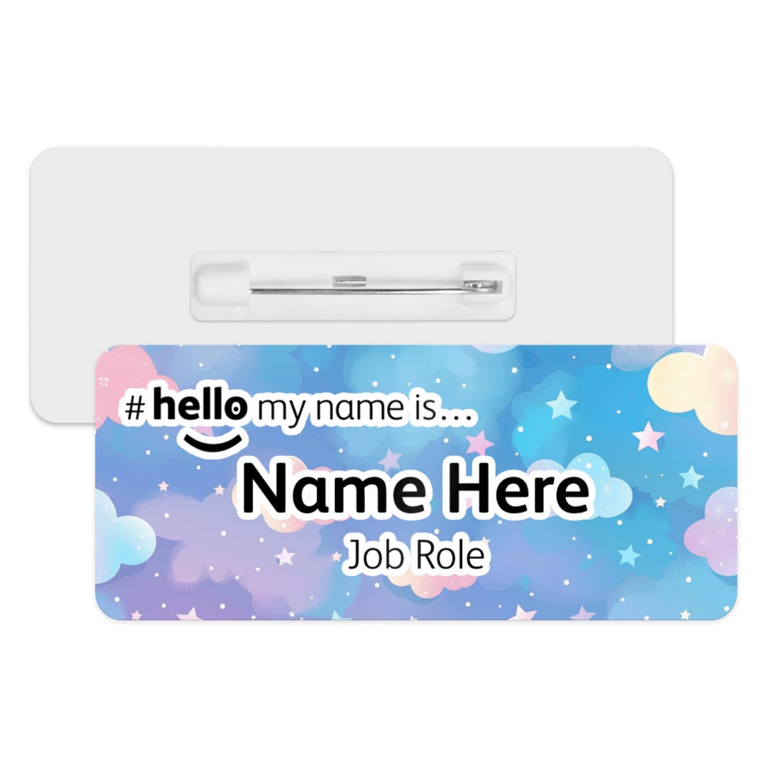 Hello My Name is Name Badge - Mystic Clouds & Stars | Personalised ...