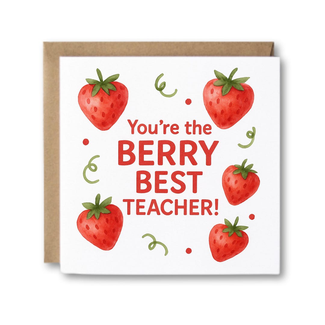 Thank You Teacher Card - You're the Berry Best Teacher - Teacher Card ...