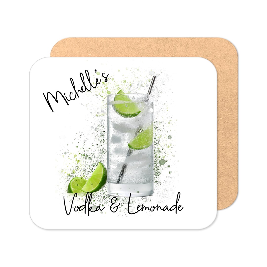 Personalised Vodka & Lemonade Coaster - Splash Effect Coaster ...