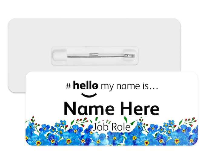 Hello My Name is Name Badge - Forget Me Not Floral Border ...