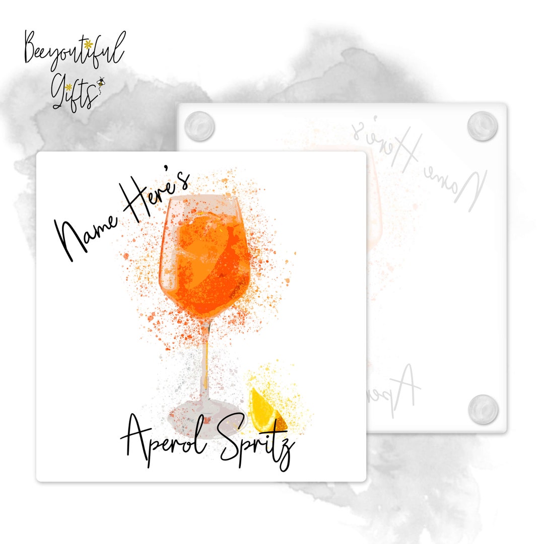 Personalised Aperol Spritz Glass Coaster Splash Effect - Etsy