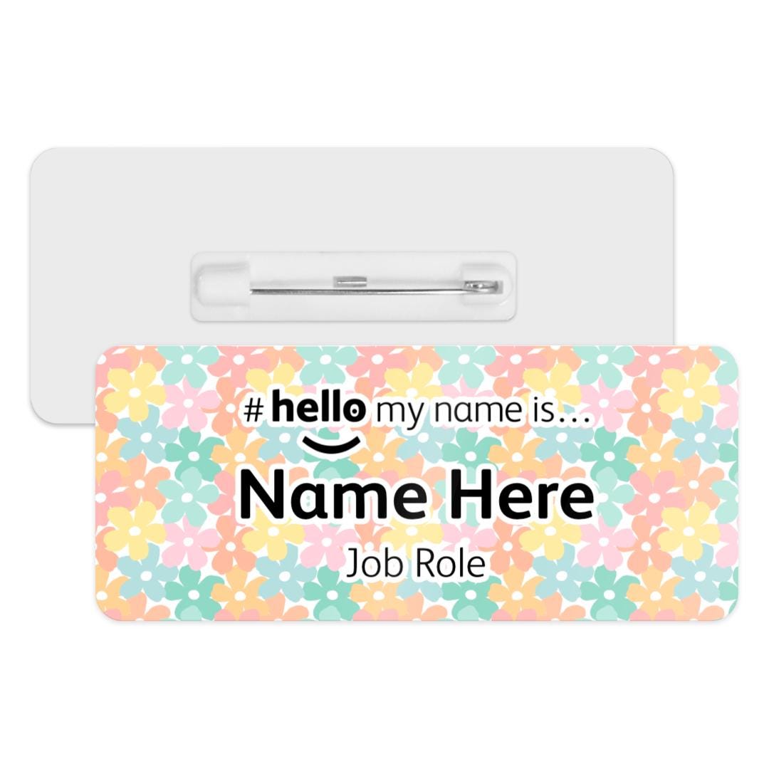 Hello My Name is Name Badge - Vintage Daisies Background | Personalised ...