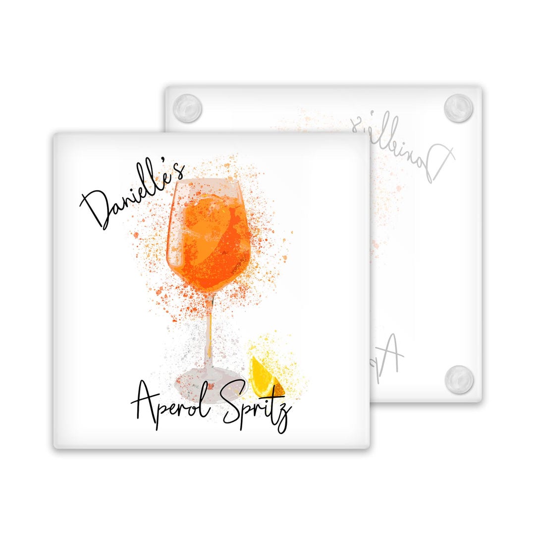 Personalised Aperol Spritz Glass Coaster - Splash Effect | Personalised ...
