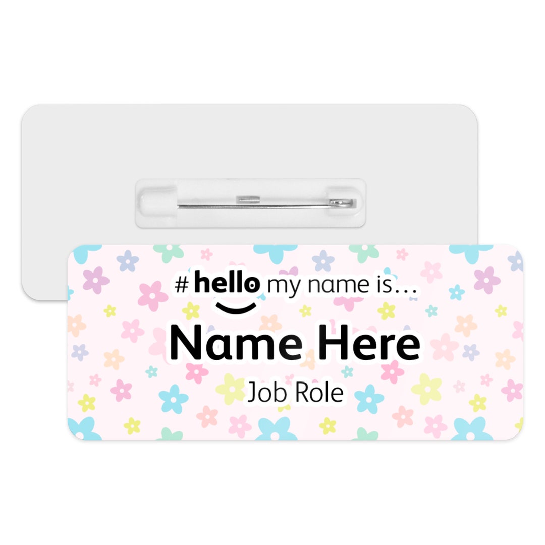 Hello My Name is Name Badge - Pastel Daisy Background | Personalised ...