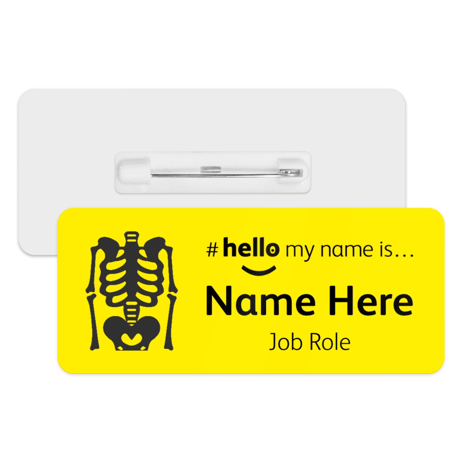 Hello My Name is Name Badge - Classic Yellow - Skeleton X-ray ...