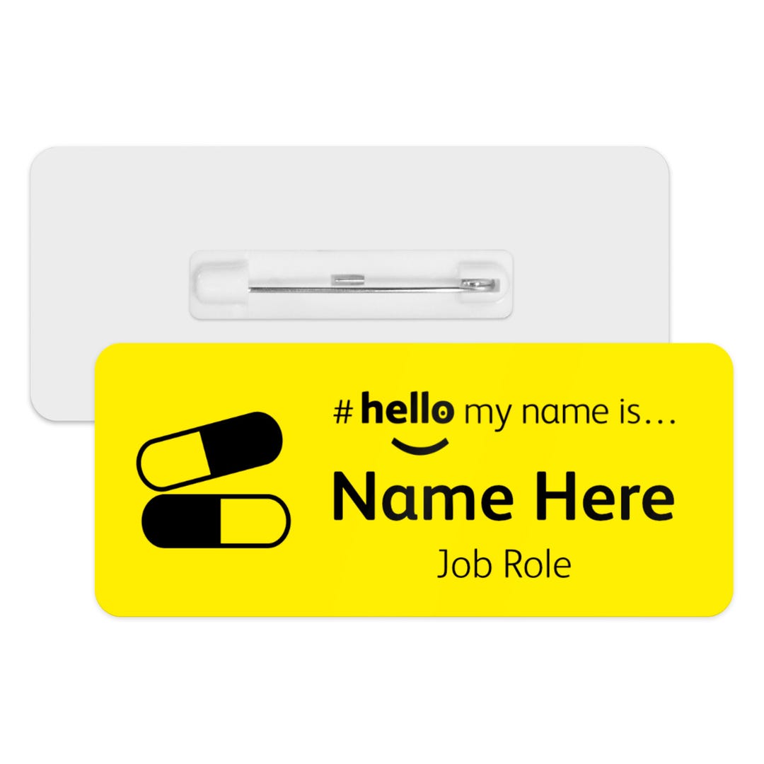 Hello My Name is Name Badge - Classic Yellow - Tablets Icon ...