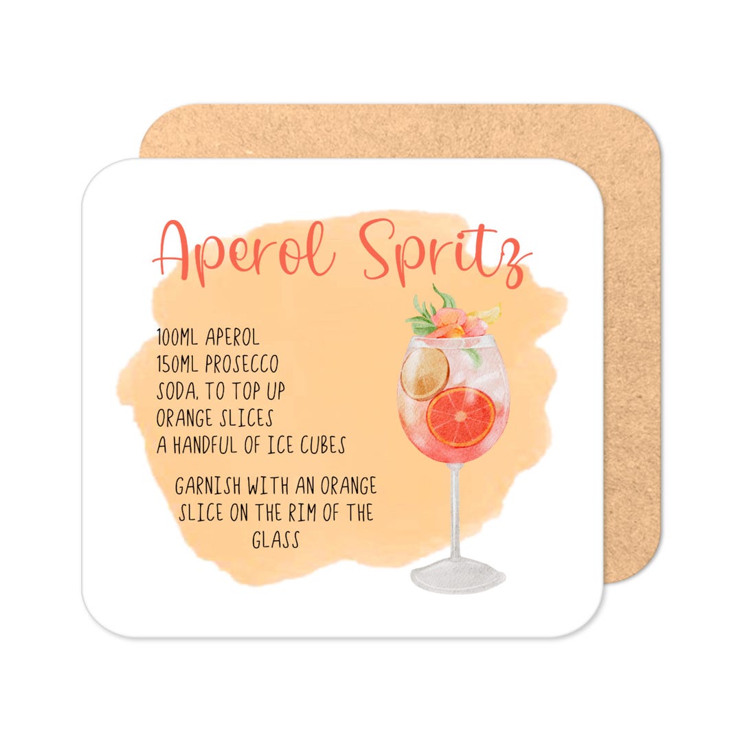 Aperol Spritz Cocktail Recipe Coaster | Aperol Spritz Coaster | Home ...