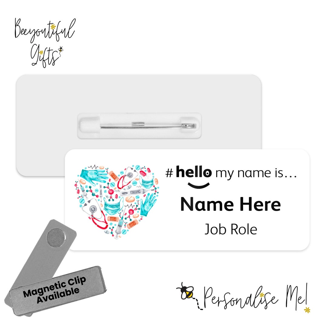 Hello My Name is Name Badge Watercolour Medical Badge - Etsy