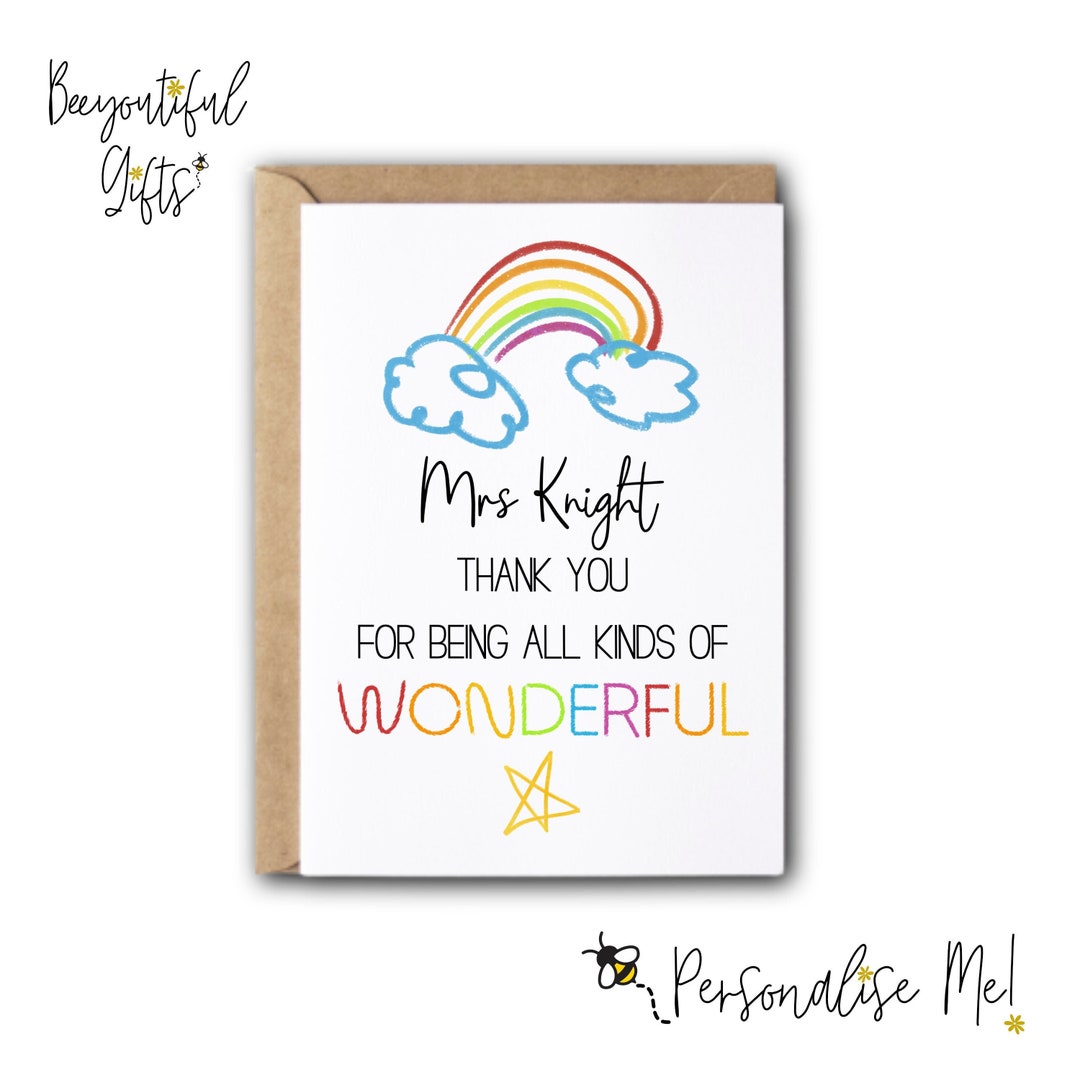 Personalised Thank You Teacher Card thank You for Being All Kinds of ...