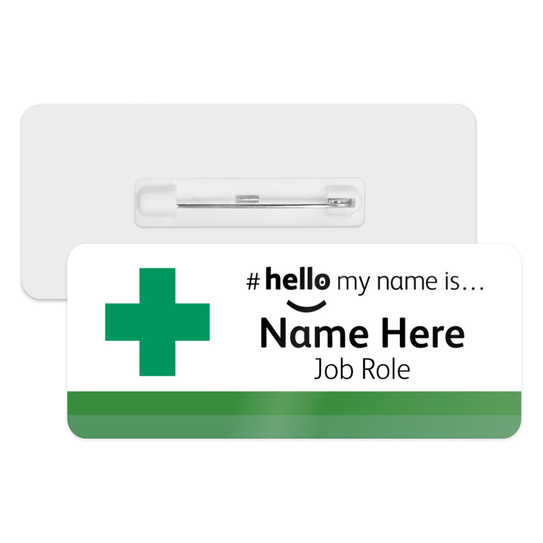 Hello My Name is Name Badge - First Aider | Personalised Badge | #hello ...