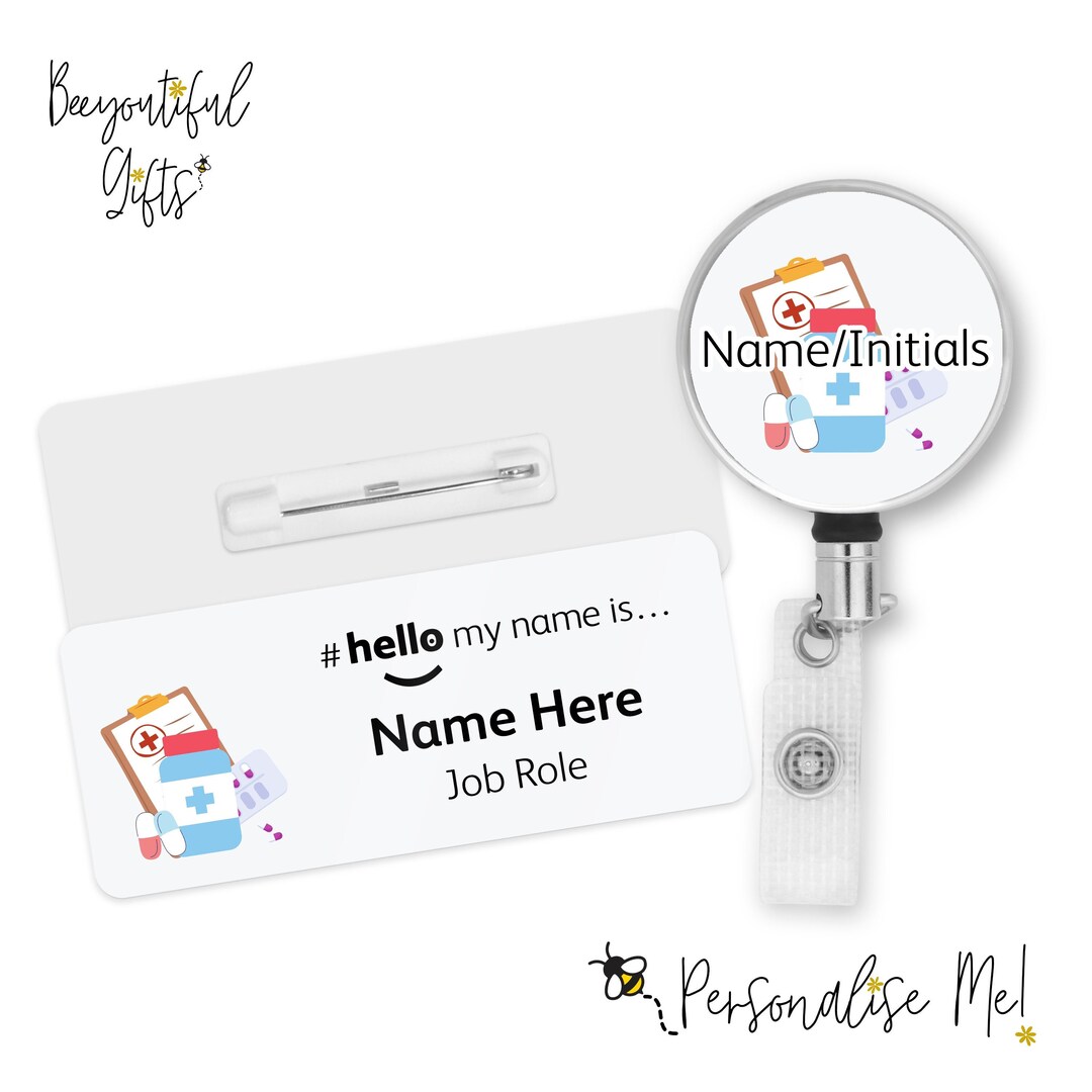 Hello My Name is Name Badge Nurse Doctor Medical Care Personalised ...