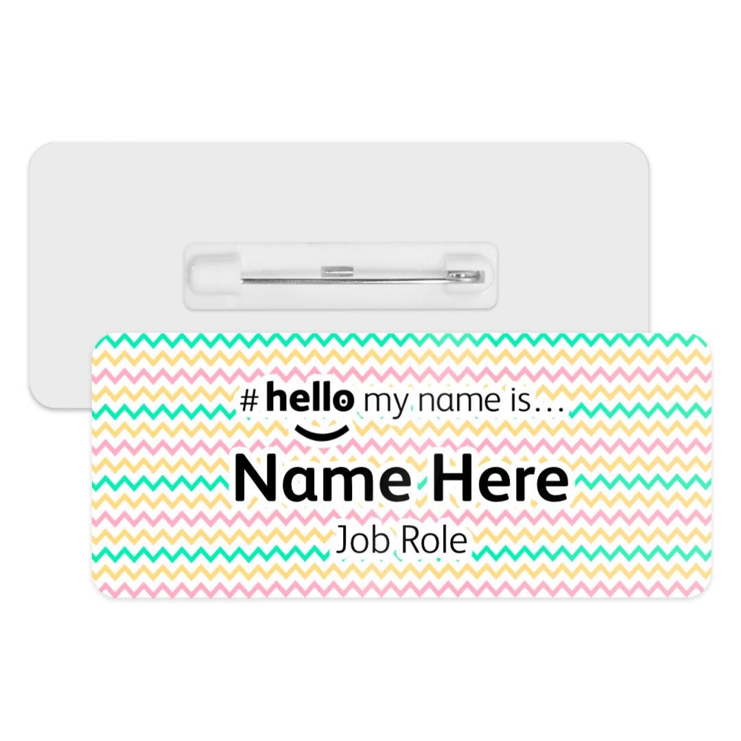 Hello My Name is Name Badge - Easter Pastel Zig Zags | Personalised ...