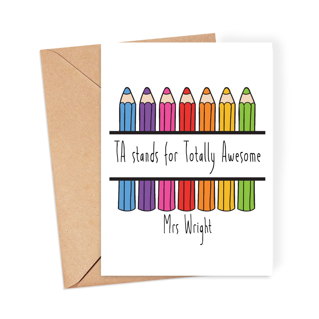 Personalised TA Card - "ta Stands for Totally Awesome" - Teacher Card ...
