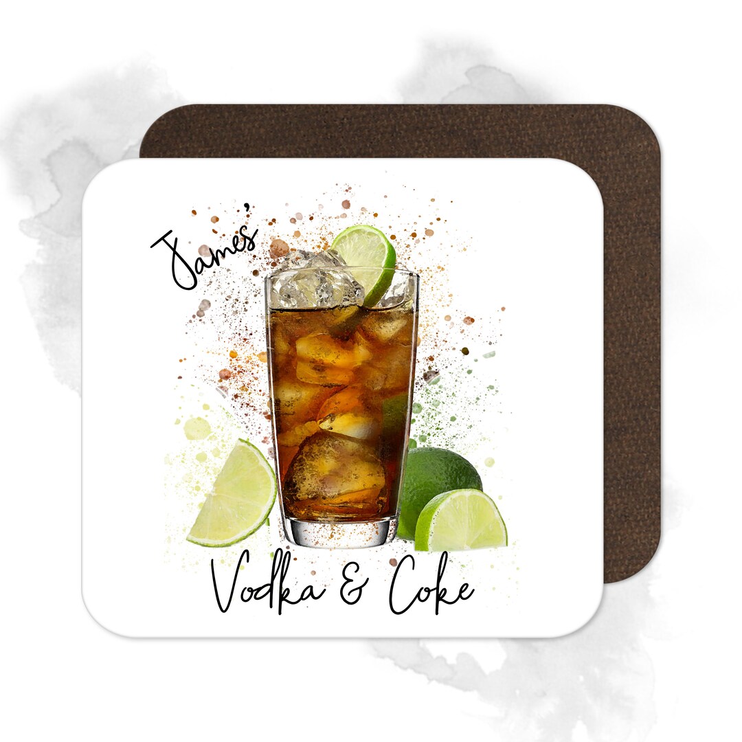 Personalised Vodka & Coke Coaster Splash Effect Coaster Personalised ...
