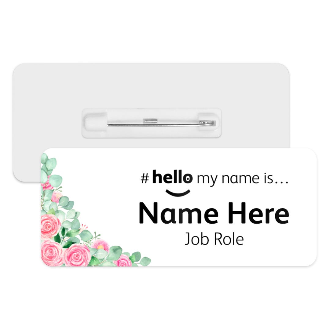 Hello My Name is Name Badge - Rose & Eucalyptus Corner | Personalised ...