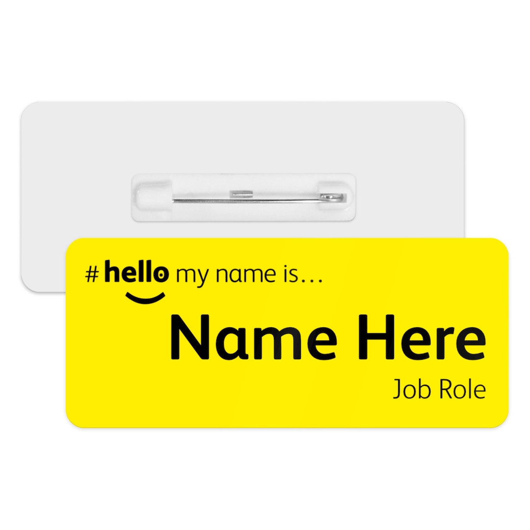 Hello My Name is Name Badge - Classic Yellow - Large Name ...