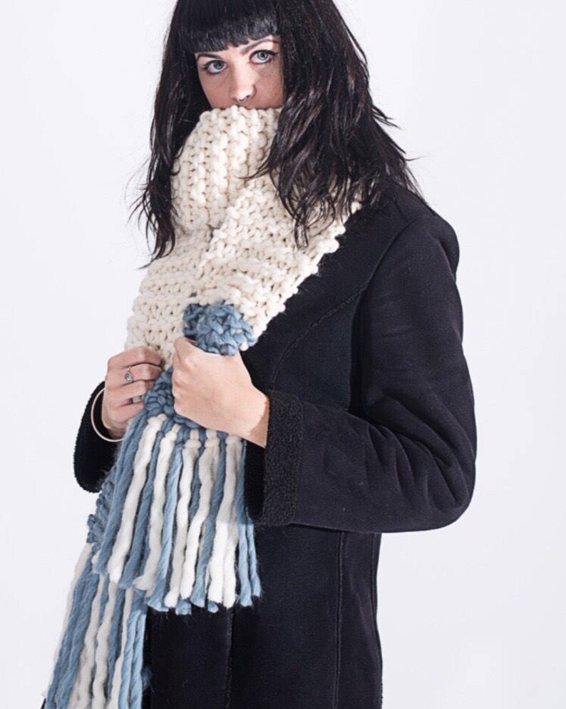 Chloe Scarf Knitted Scarf Handmade Super Chunky Woolly - Etsy