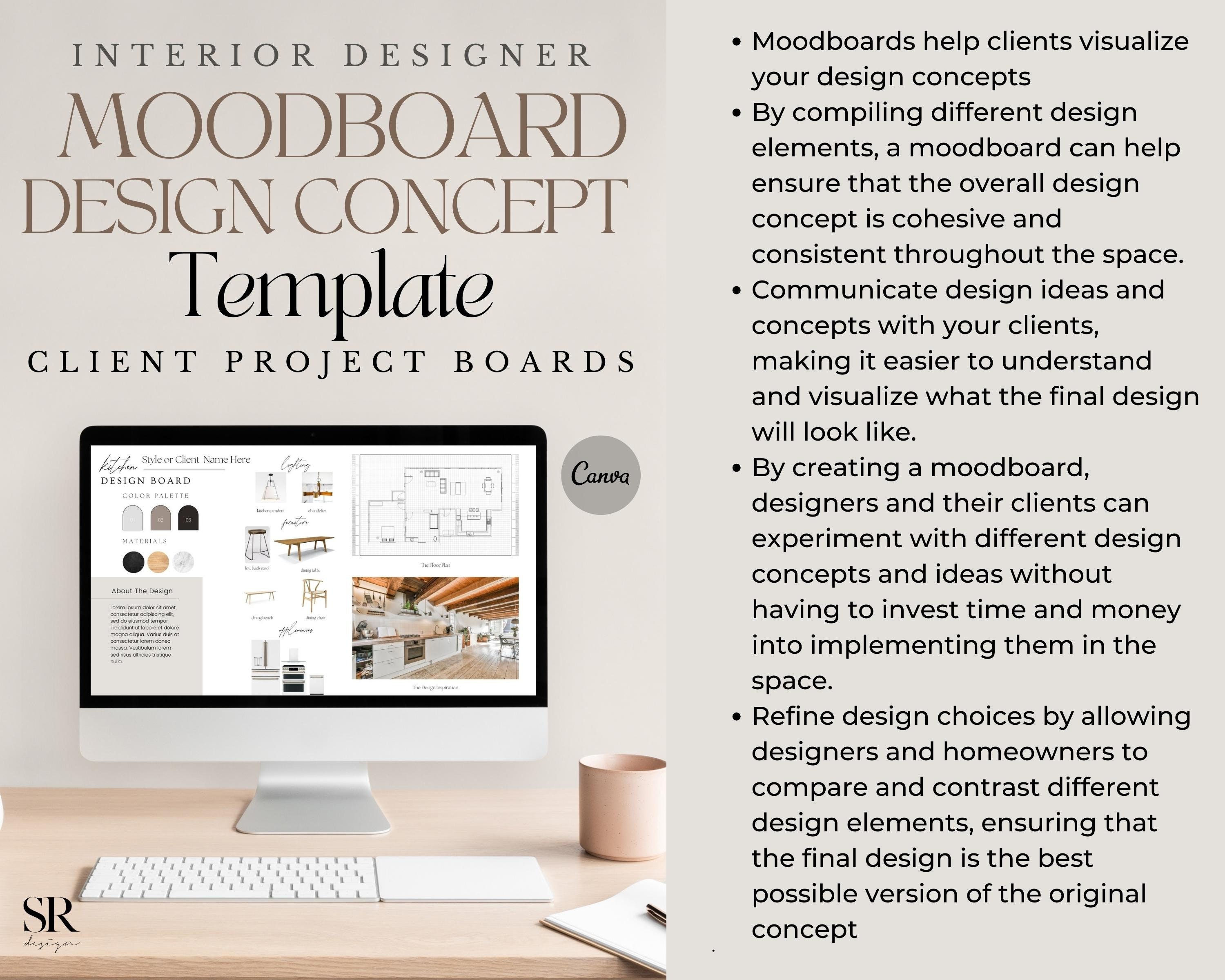 Interior Design Mood Board Canva Templates | Interior Design Concept ...