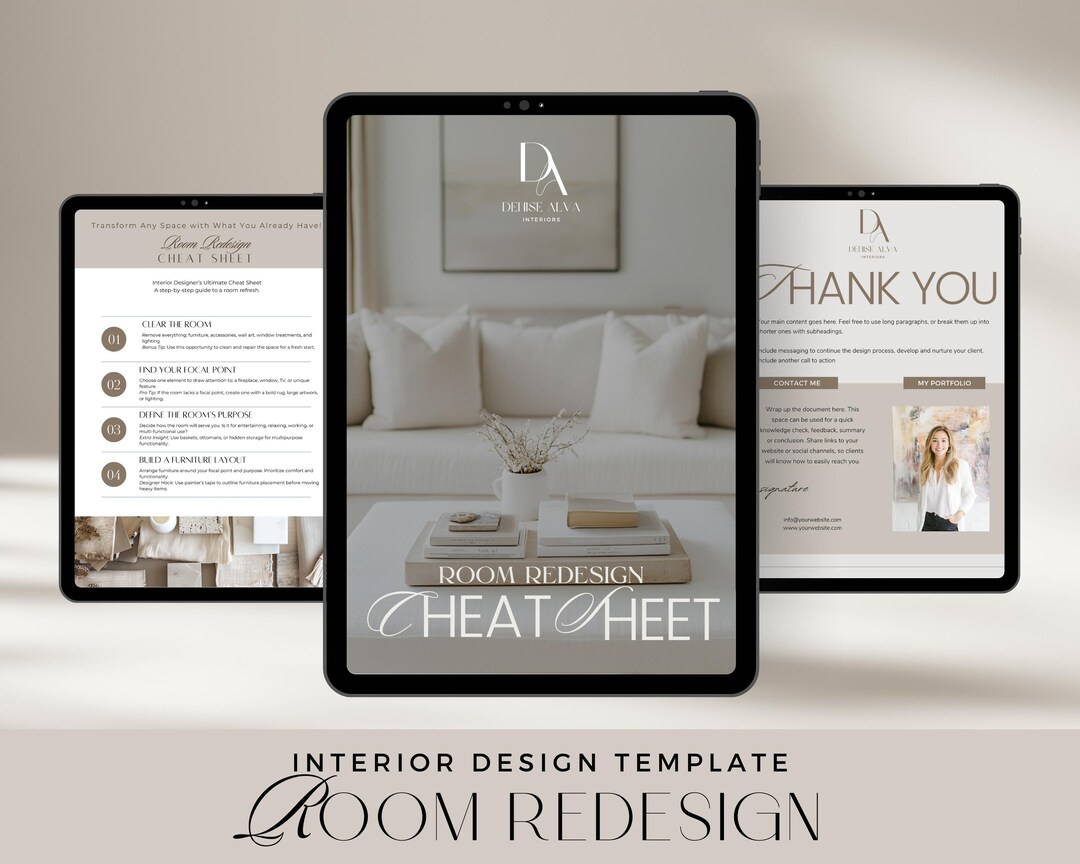 Interior Design PLR Template - Room Redesign Cheat Sheet and Checklist ...