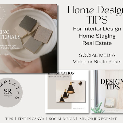 Interior Design Social Media Bundle Canva Editable - Etsy