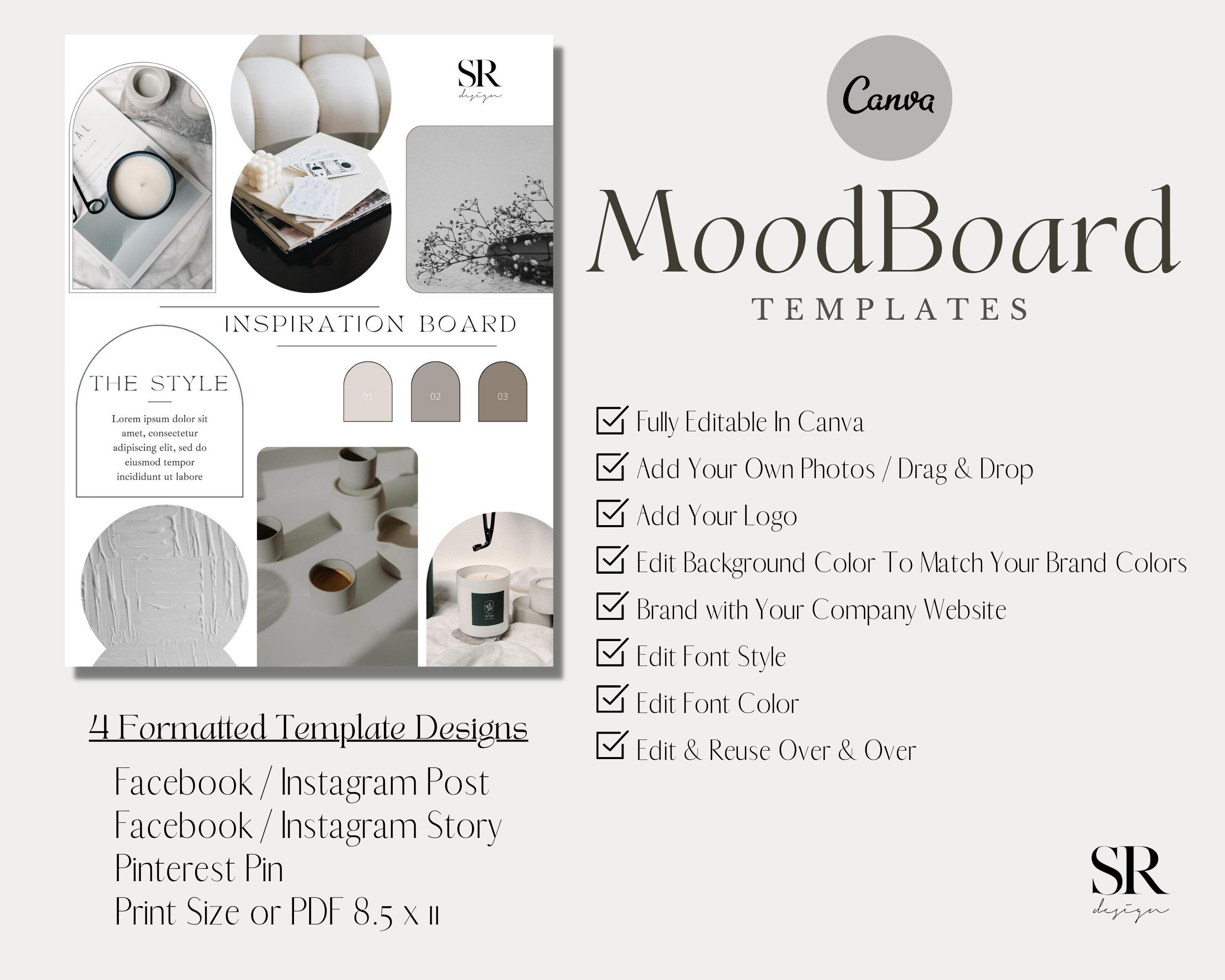 Interior Design Moodboard Template Kit | Home Decor Design Concept ...