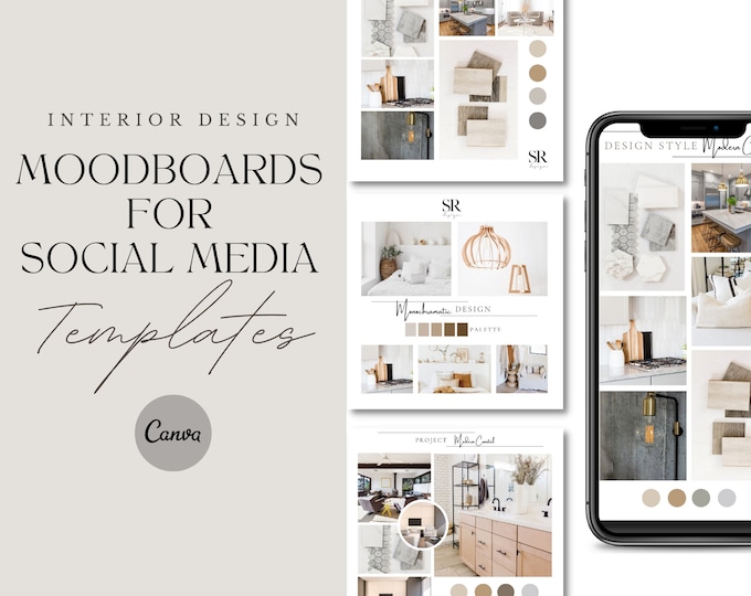 Interior Design Moodboard / Canva Template / Shop the Look - Etsy