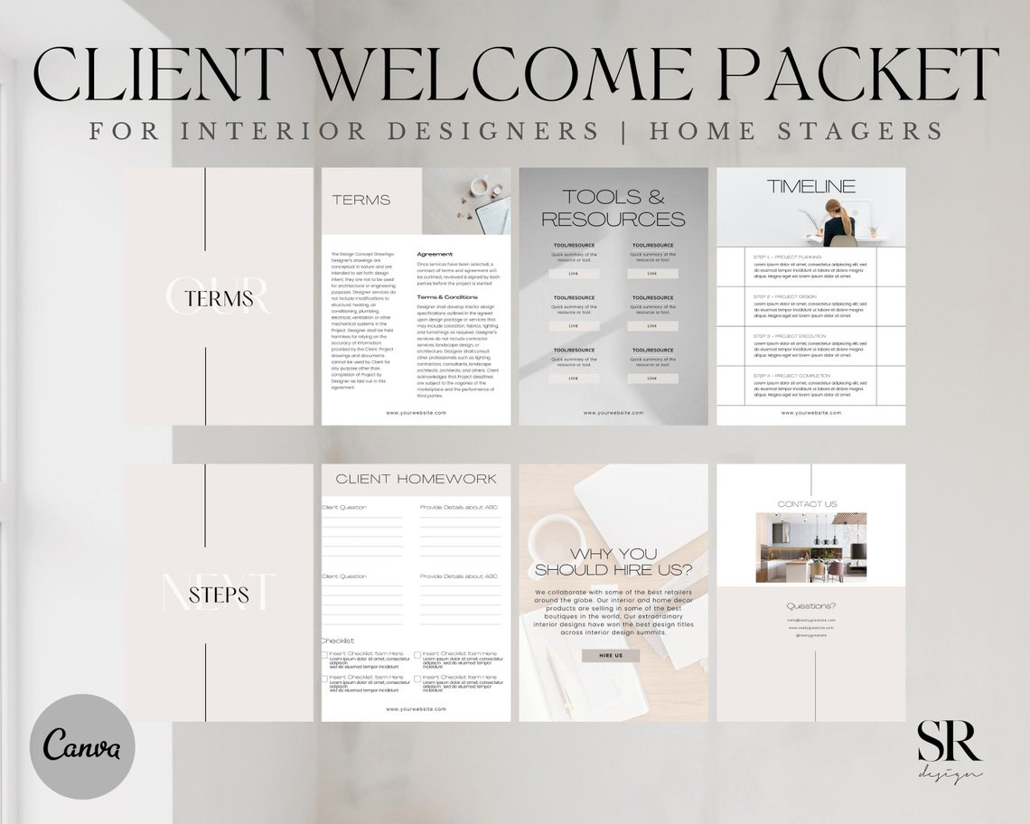 Modern Interior Design Client Welcome Packet Service Menu - Etsy