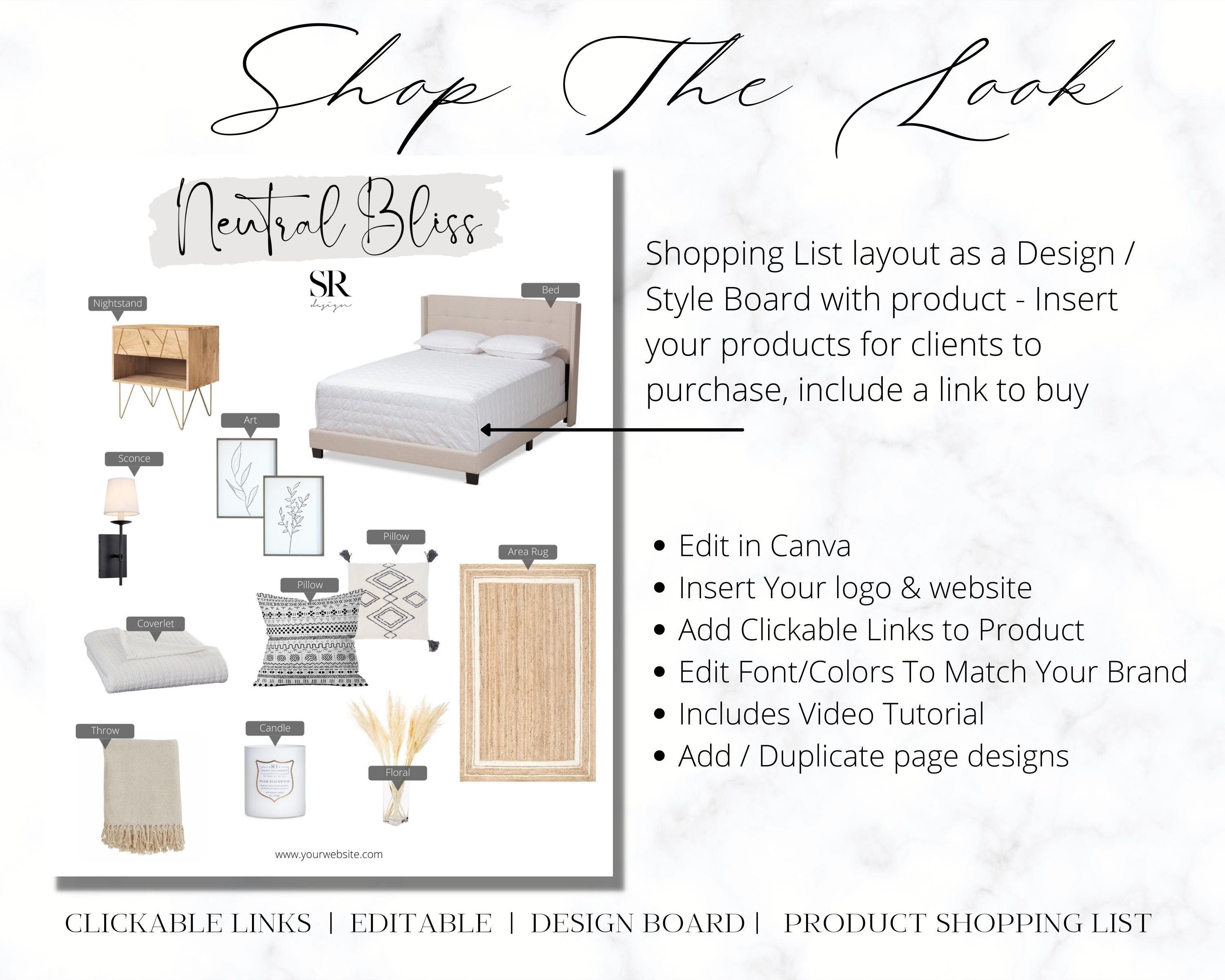 Home Decor Product Shopping List Template for Interior - Etsy
