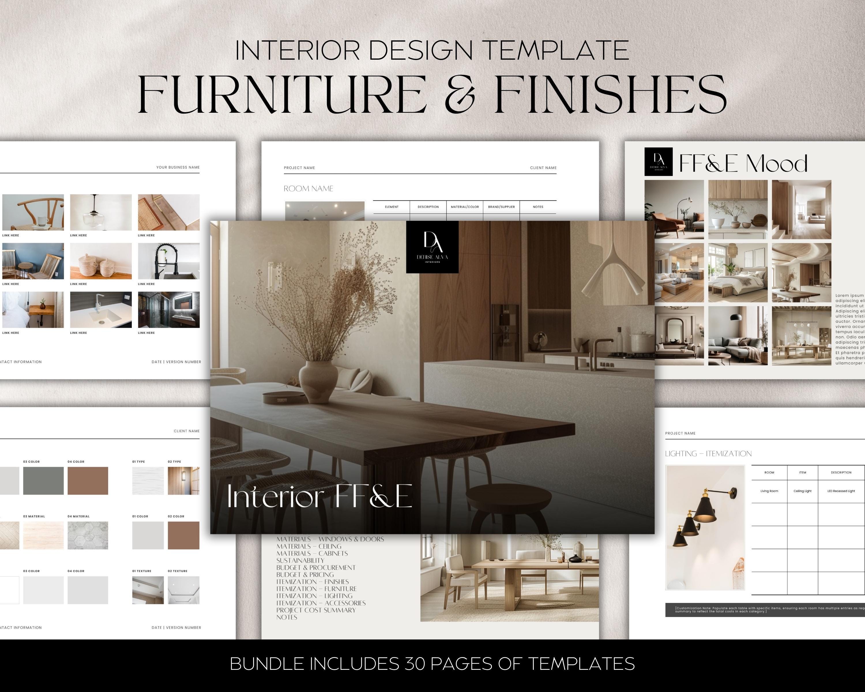 Interior Design Bundle Furniture and Fixtures Schedule Templates ...