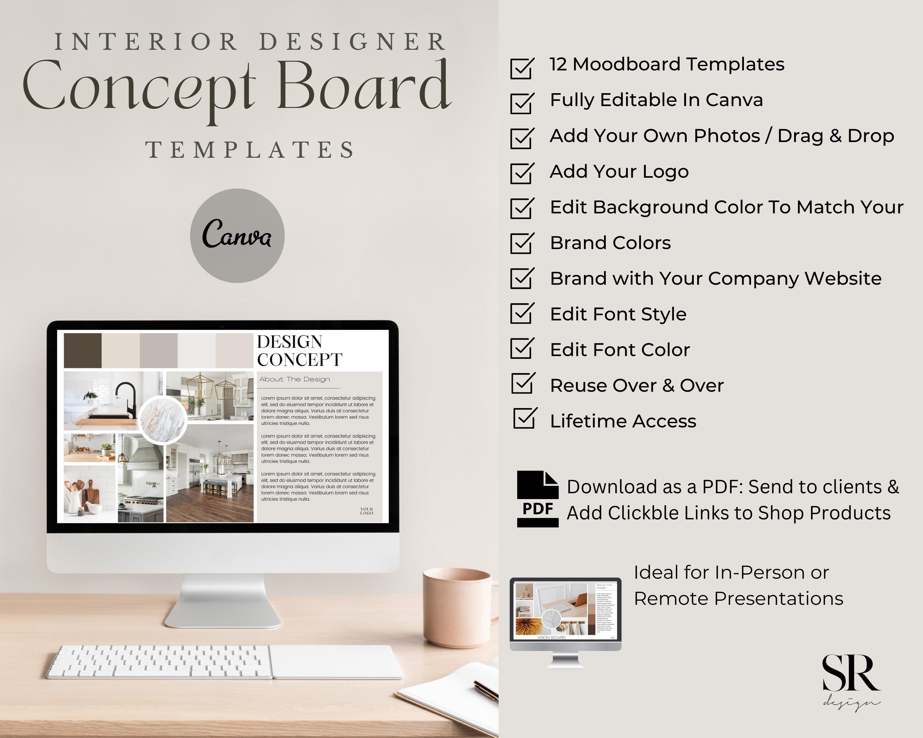 Moodboard Kit Home Decor Design Concept Board Client Presentation ...