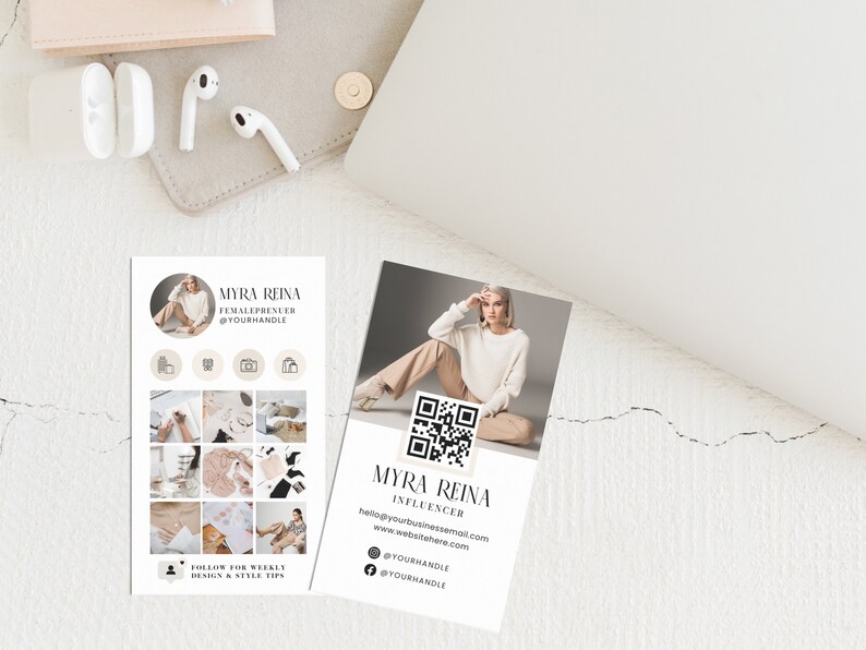 QR Code Business Card Template - Chic Instagram Style for Female ...