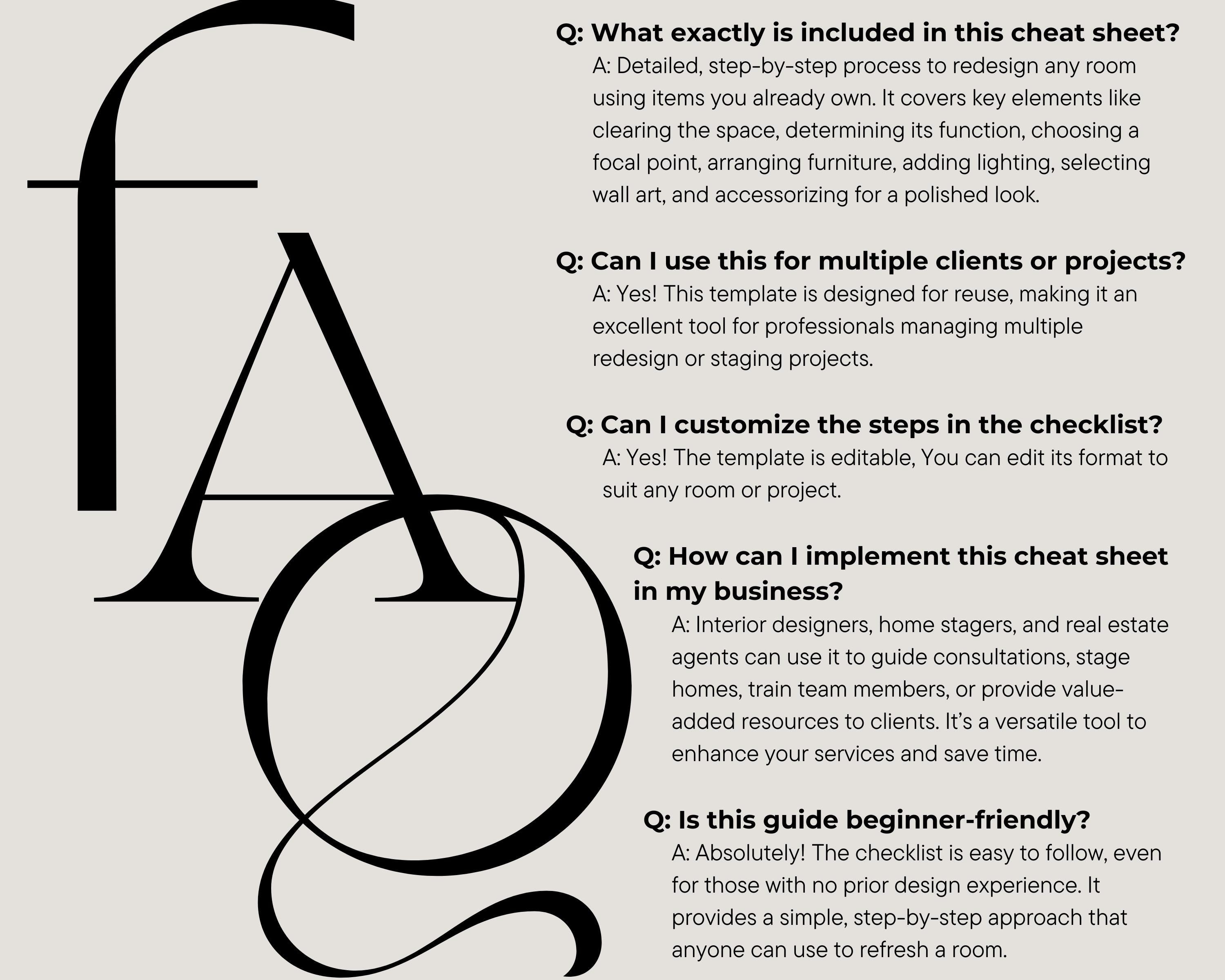Interior Design Room Redesign Cheat Sheet + Client Guide | White Label ...
