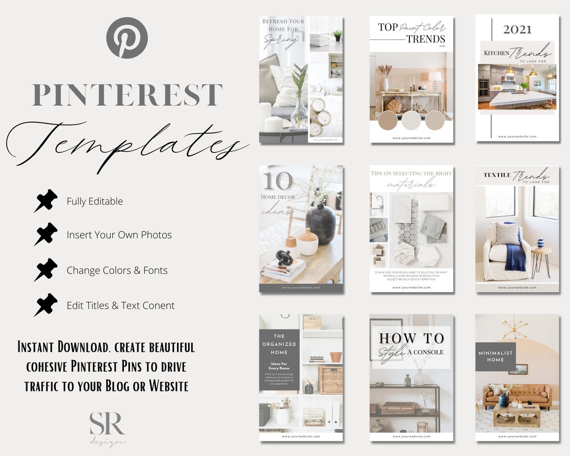 Interior Design Pinterest Editable Templates Video Animated - Etsy