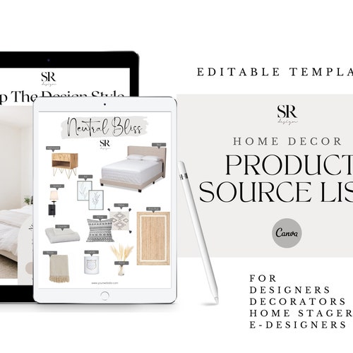 Home Decor Product Shopping List Template for Interior - Etsy