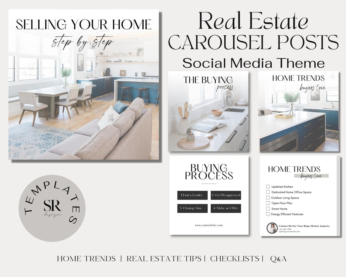 Real Estate Themed Social Media Carousel A&B Posts Canva Template ...