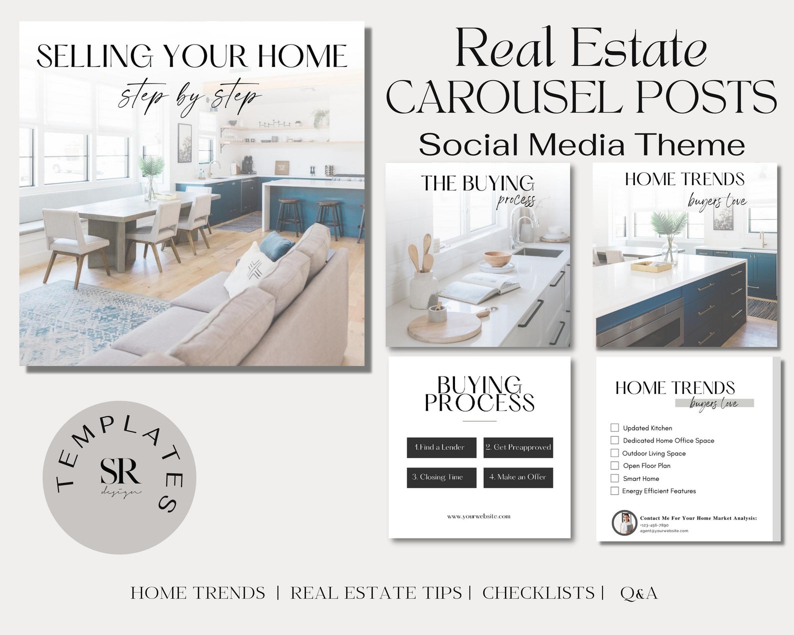 Real Estate Themed Social Media Carousel A&B Posts Canva Template ...