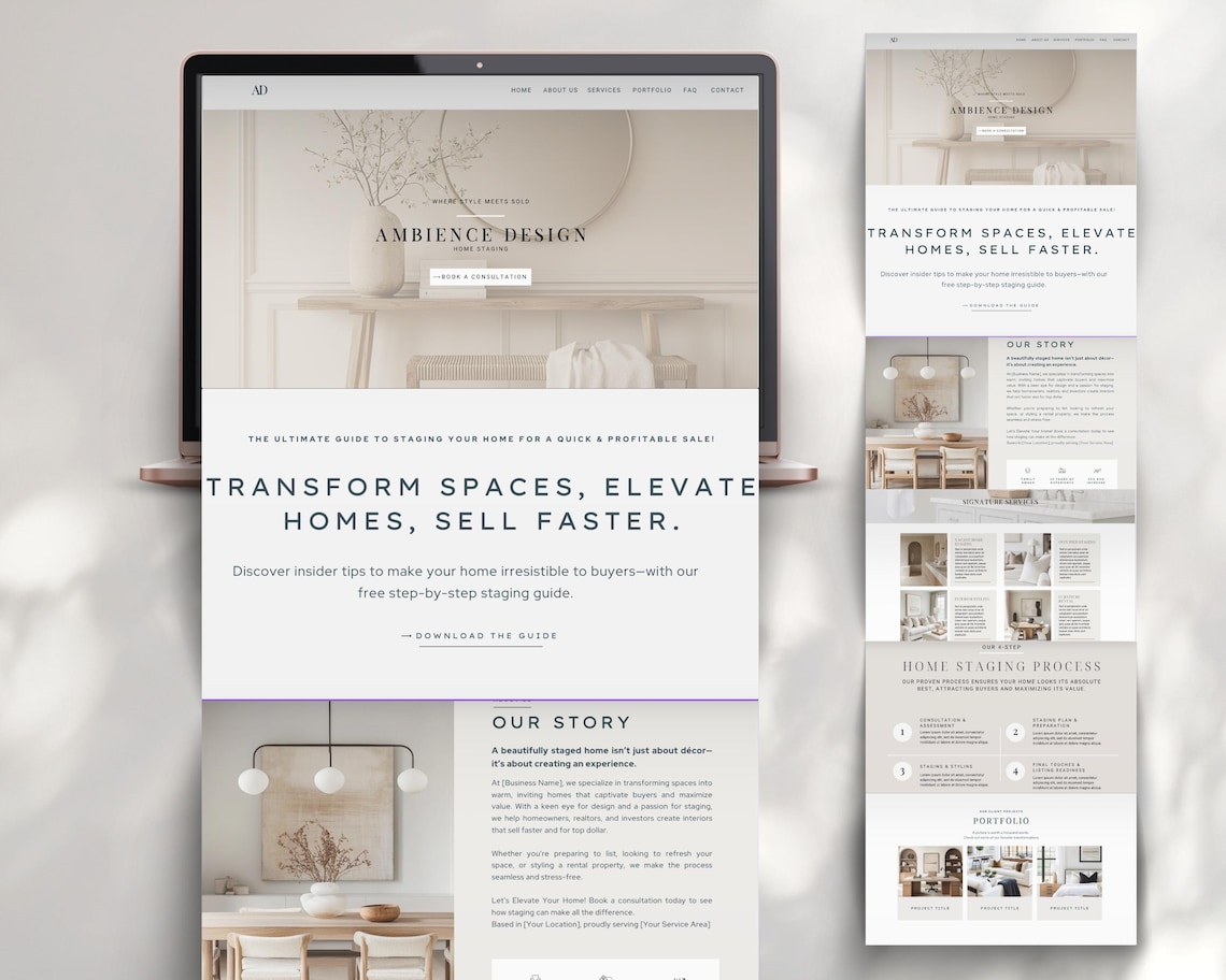 Home Staging Website Template | Interior Design | Portfolio and ...