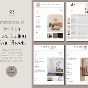 Interior Design Templates, Product Specification Tear Sheets, Furniture ...